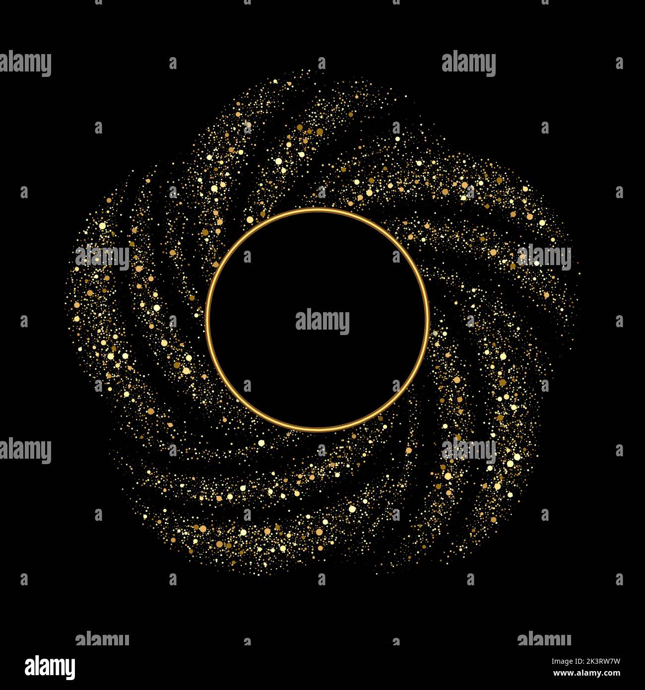 Black background with gold swirl glitter particles.Abstract background ...