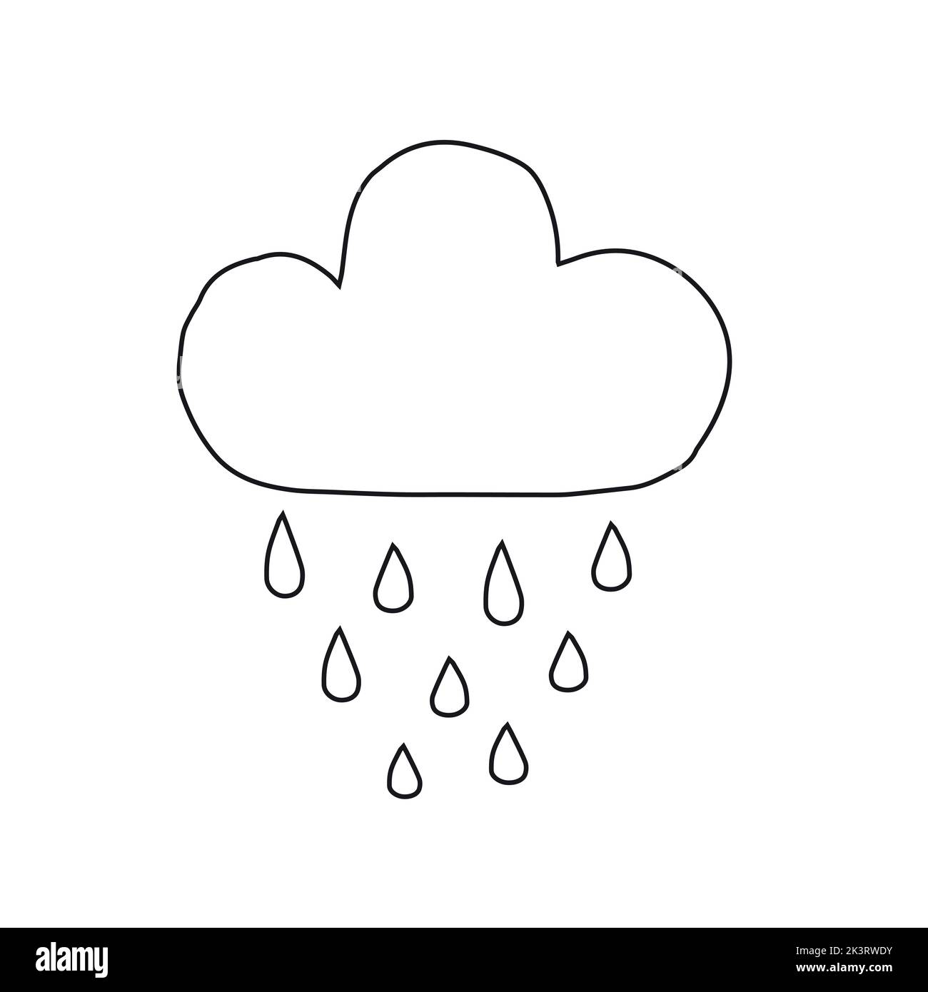 Vector hand drawn doodle sketch raining cloud isolated on white ...