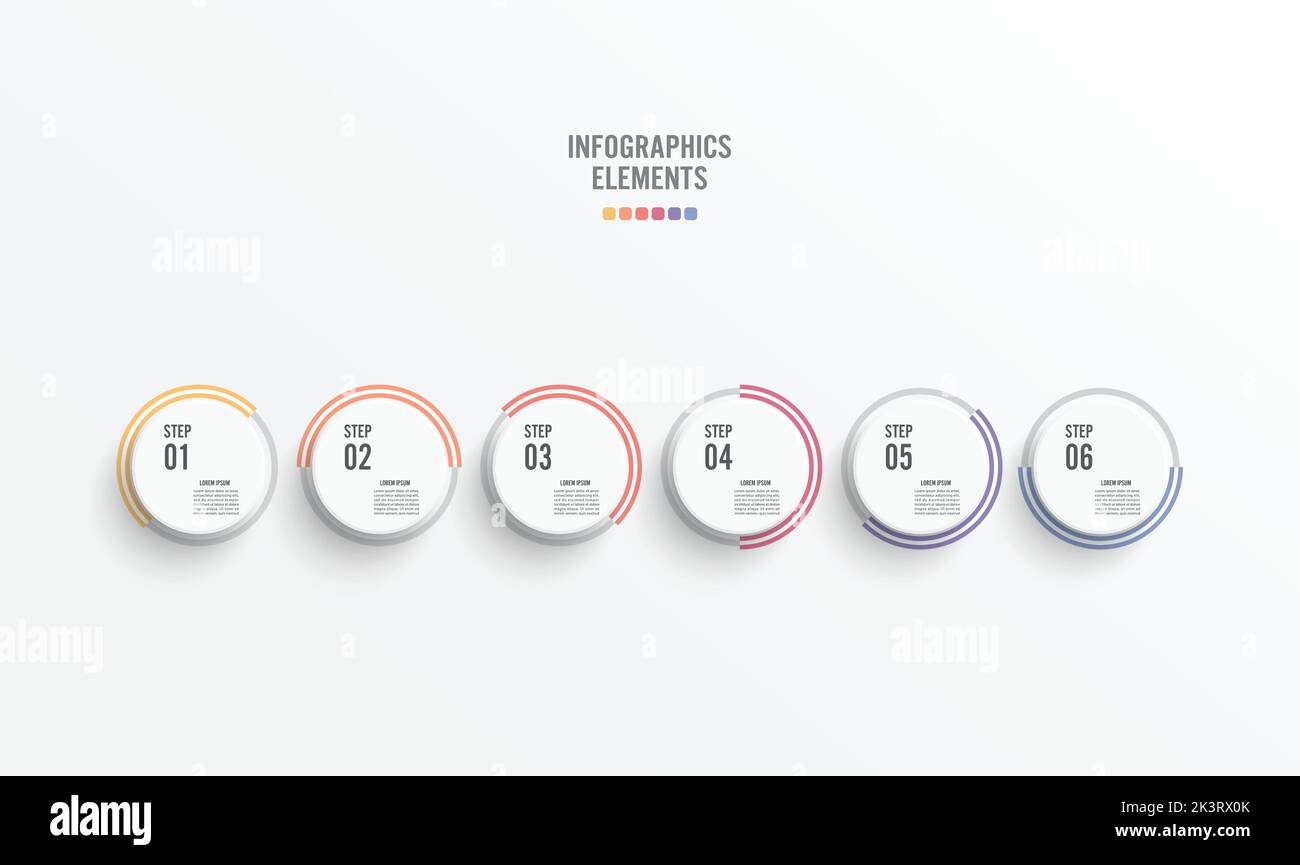Template timeline infographic colored horizontal numbered for six ...