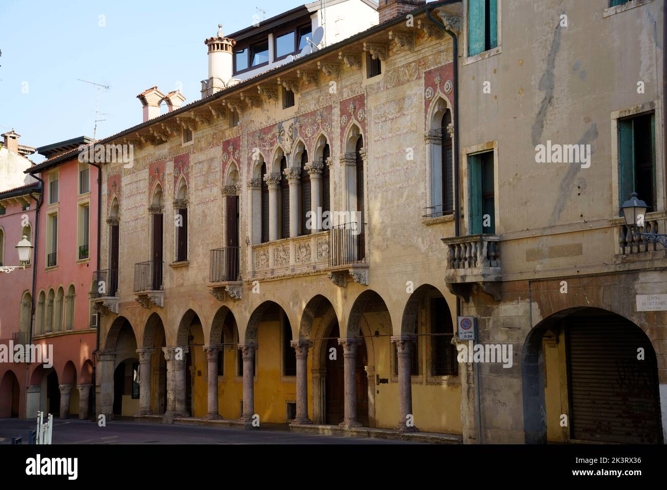 Exterior of historic buildings in Vicenza, Veneto, Italy Stock Photo ...