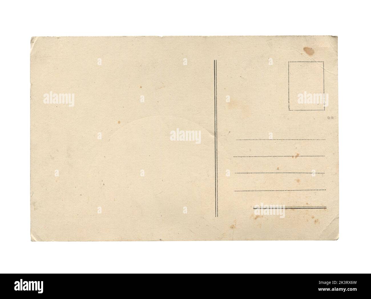 front view closeup of old vintage empty aged paper postcard texture ...