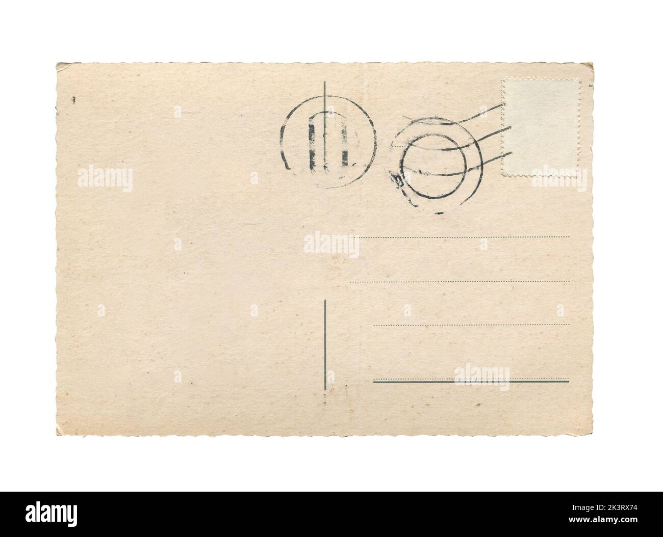 front view closeup of old vintage empty aged paper postcard texture ...