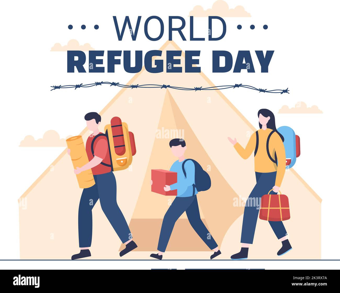 World Refugee Day Template Hand Drawn Cartoon Flat Illustration with ...