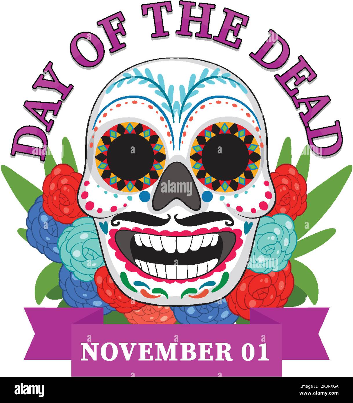 Day of the dead with Mexican Calaca illustration Stock Vector Image ...