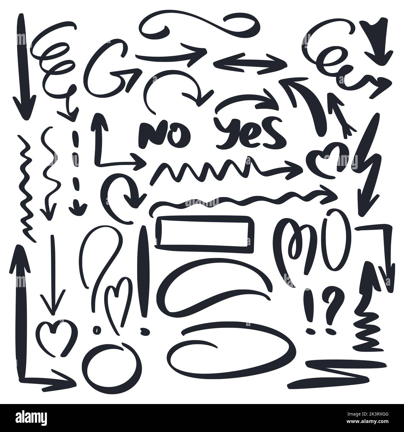 Hand drawn set elements for design doodle style. Scribble accents for ...