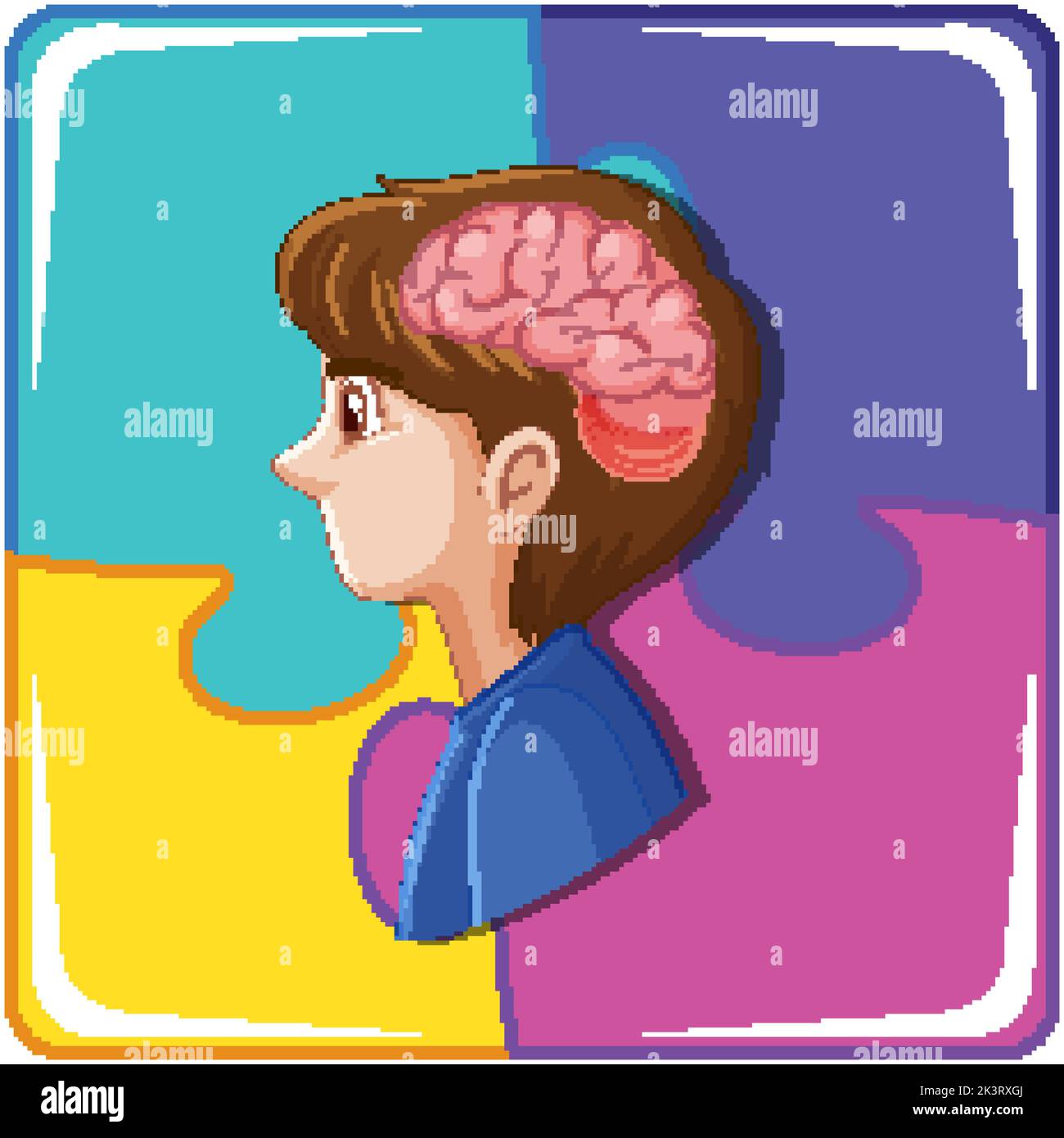 Human brain with jigsaw puzzle illustration Stock Vector Image & Art ...