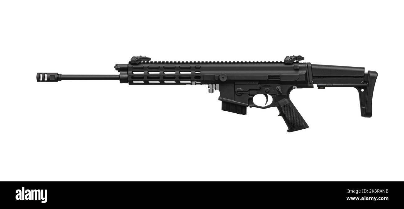 Modern automatic rifle isolated on white background. Weapons for police ...