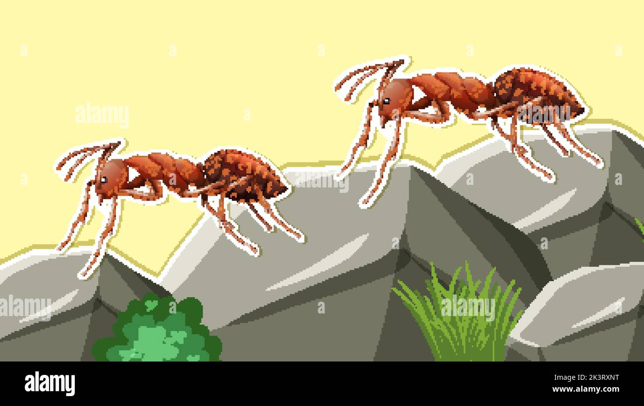 Thumbnail design with two red ants illustration Stock Vector Image ...