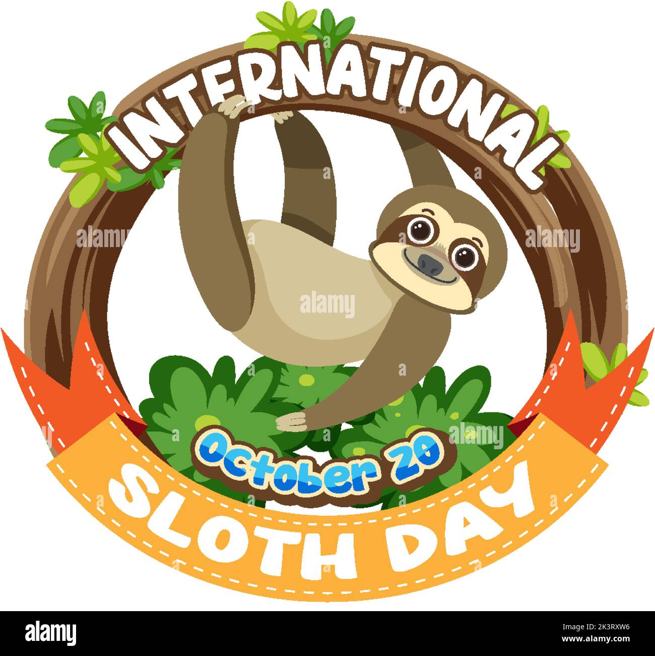 International sloth day banner concept vector illustration Stock Vector ...