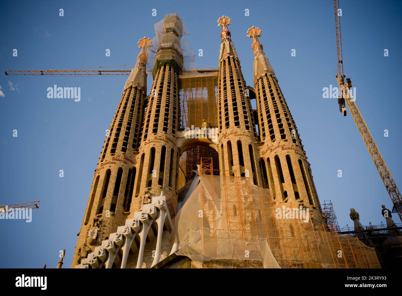 Passion facade of La Sagrada Familia basilica designed by Antoni Gaudi ...