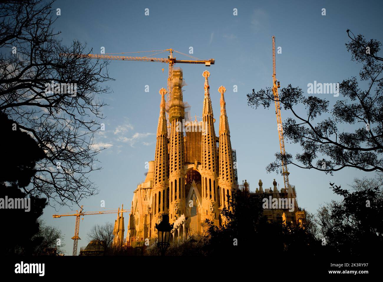 Passion facade of La Sagrada Familia basilica designed by Antoni Gaudi ...