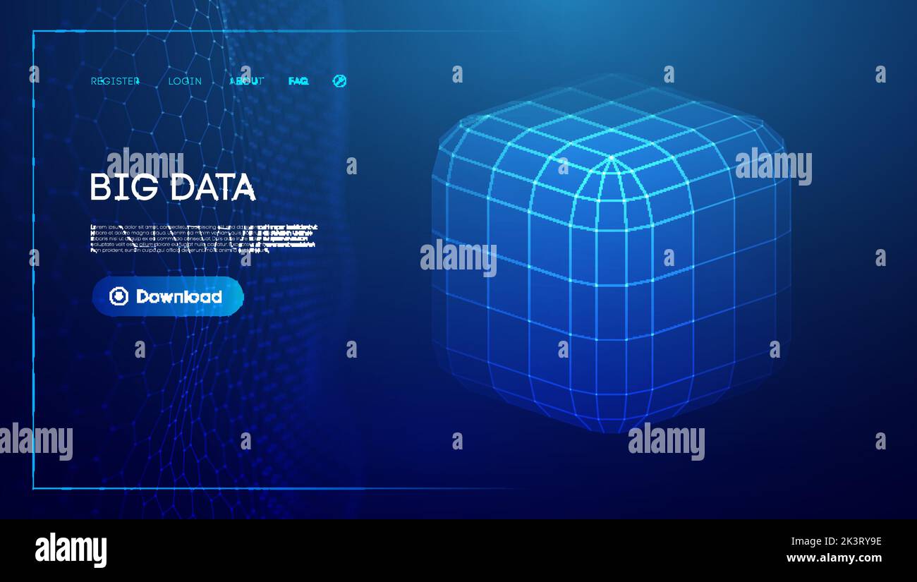Big data and data science. Isometric cube technology background ...
