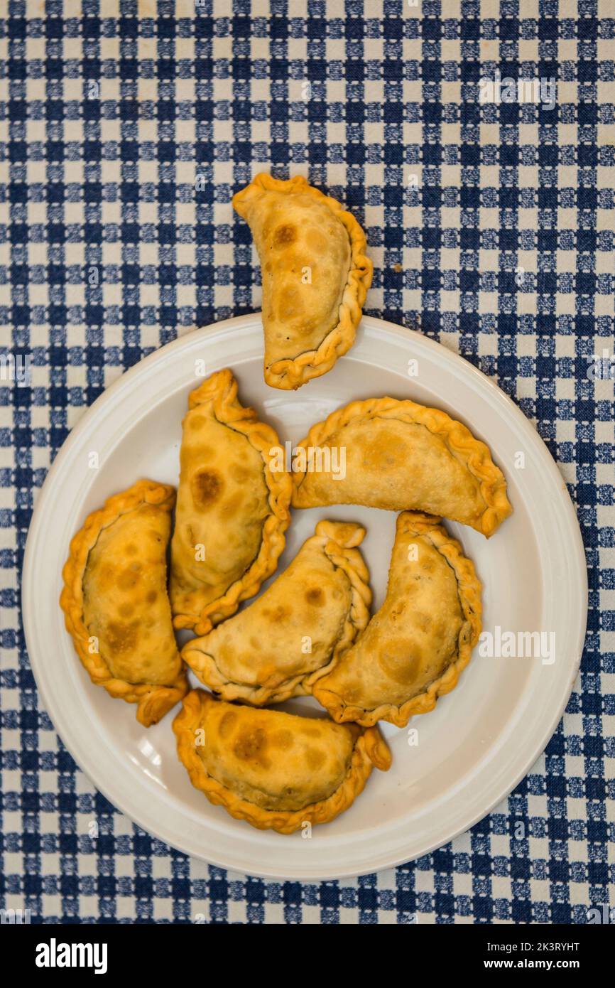 Argentine meat pie,presented on a plate on the table,Argentine ...