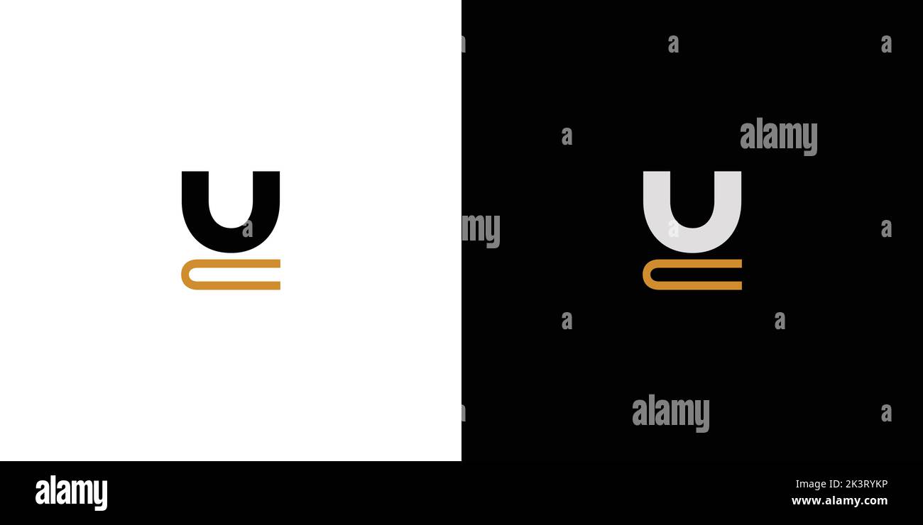 A simple and modern UC combined initials logo design in black and white ...