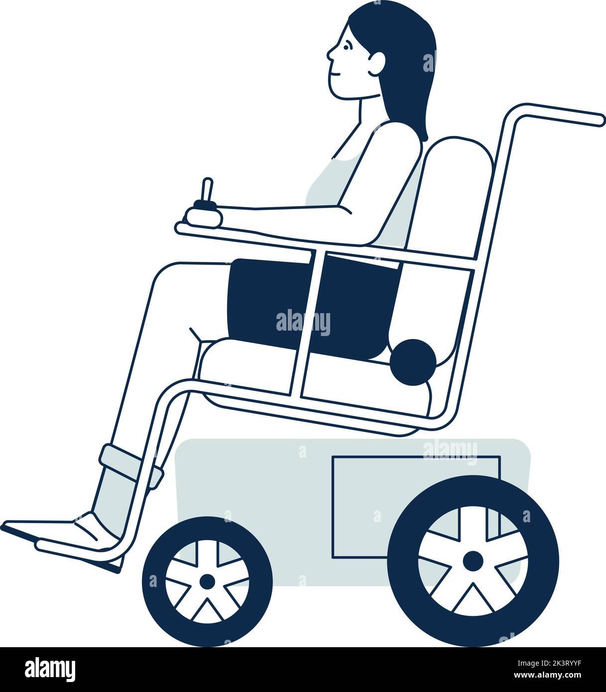 Woman sit in wheelchair. Paralyzed person. Disabled character Stock ...