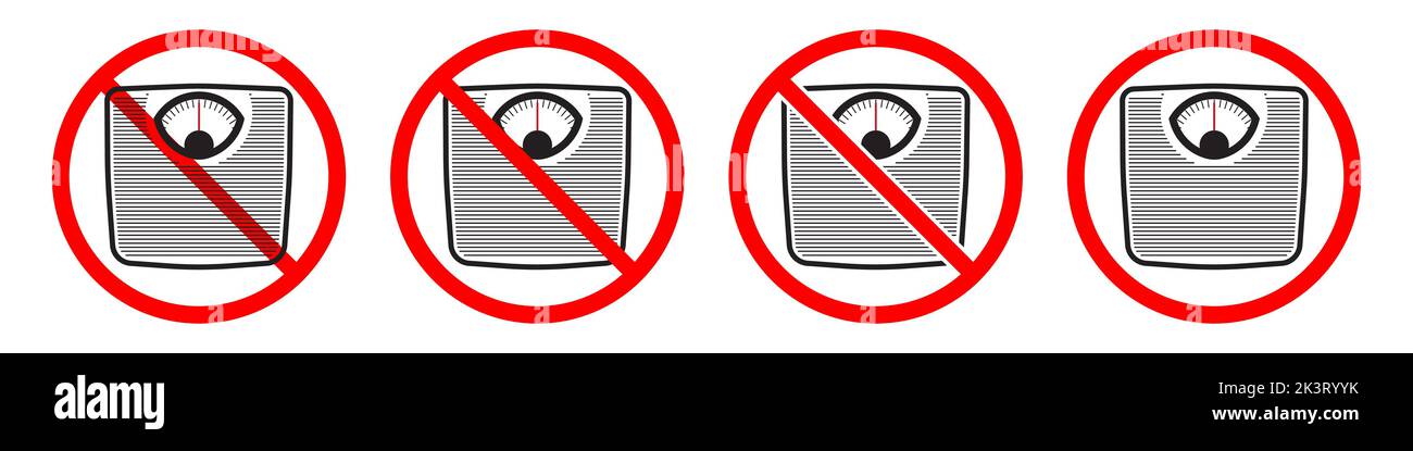 Weighing scale ban sign. Weighing scale is forbidden. Set of red ...