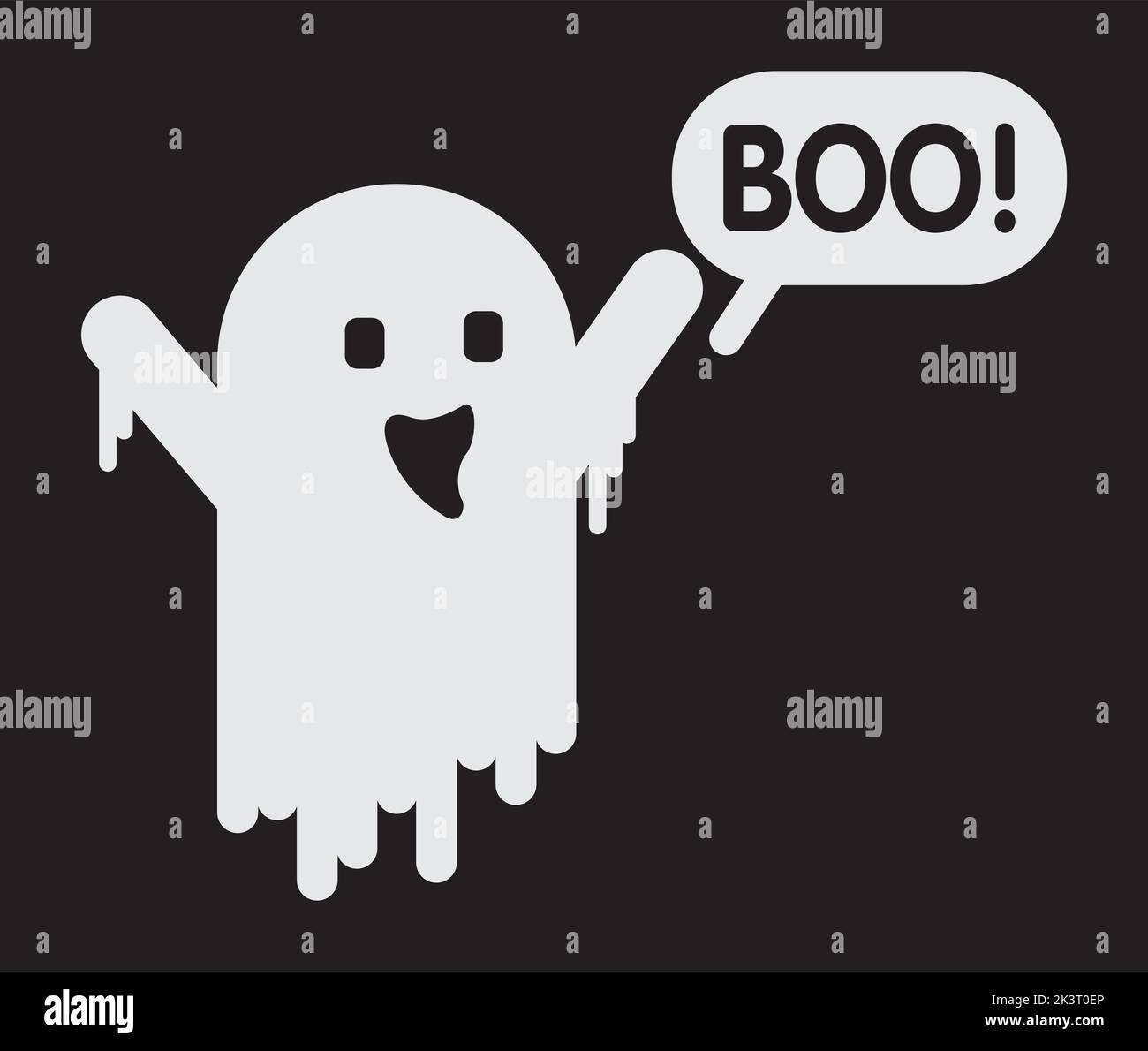 Funny cartoon character in ghost costumes for Halloween with Boo text ...
