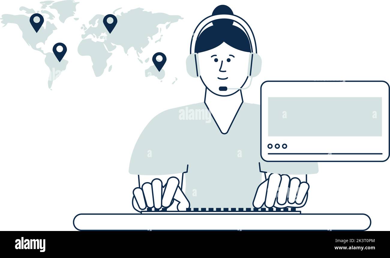 Global worldwide customer helpdesk concept. Call center worker Stock ...