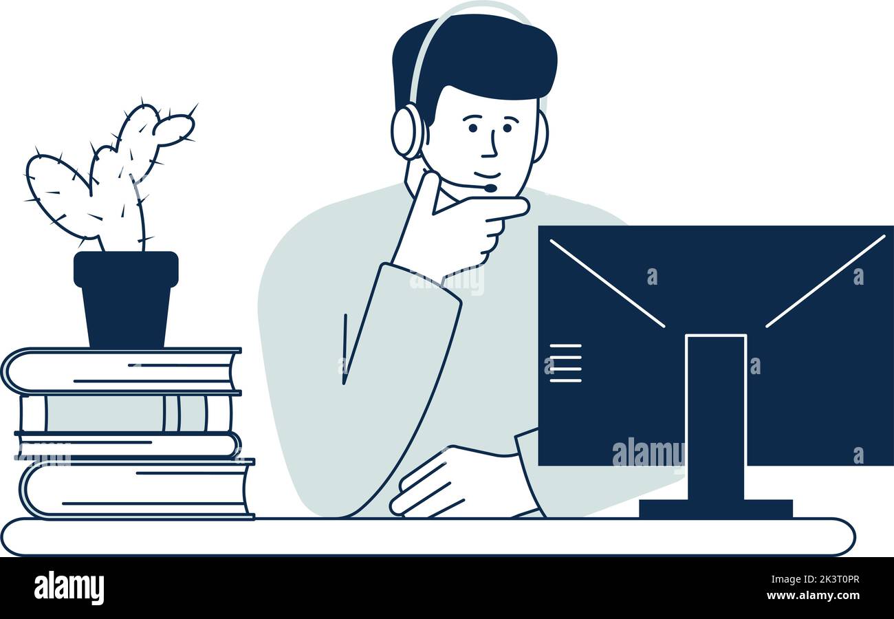 Happy man agent computer Stock Vector Images - Alamy