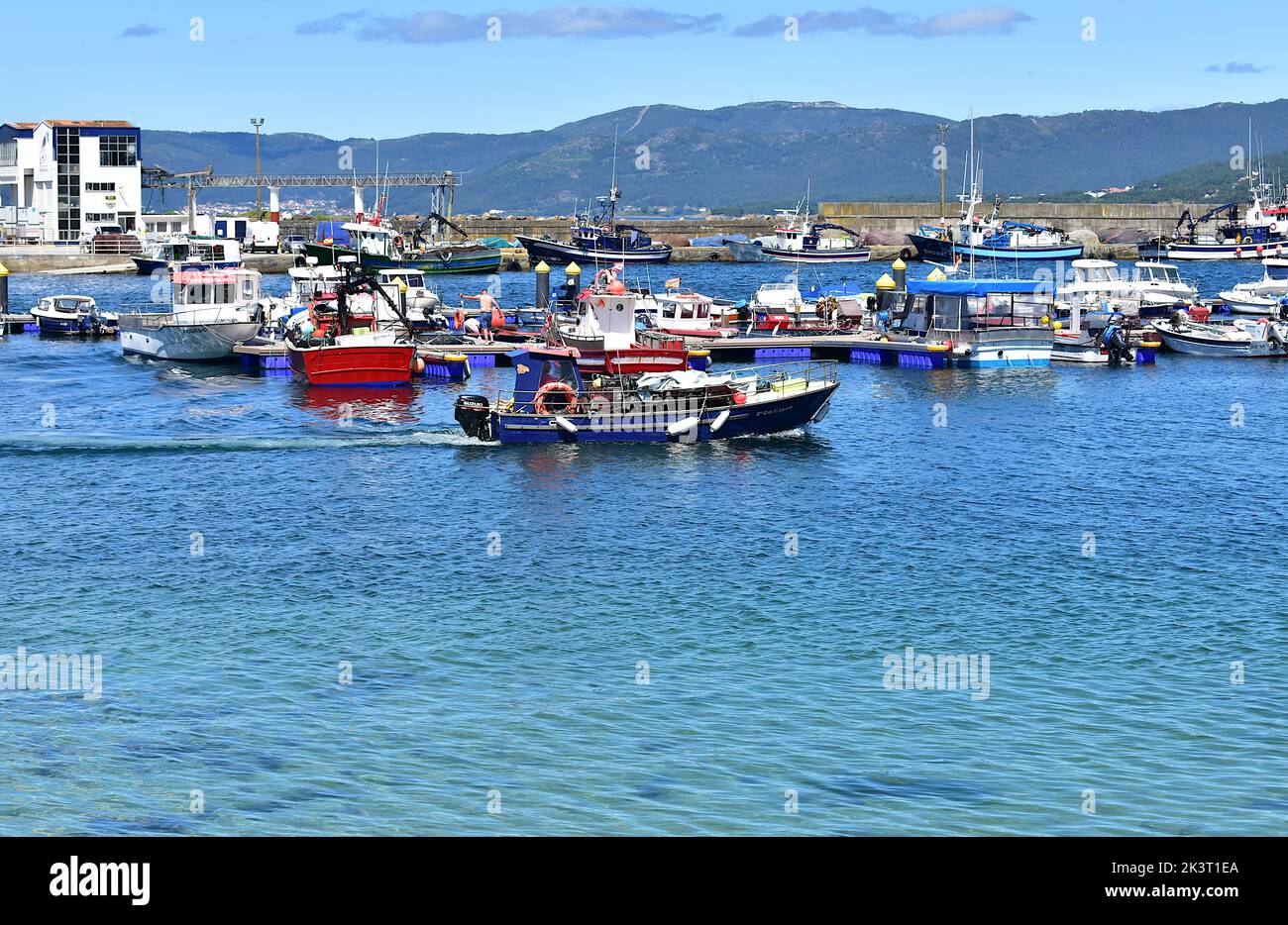 Harbour and galician fishing boats at famous Rias Baixas in Galicia ...