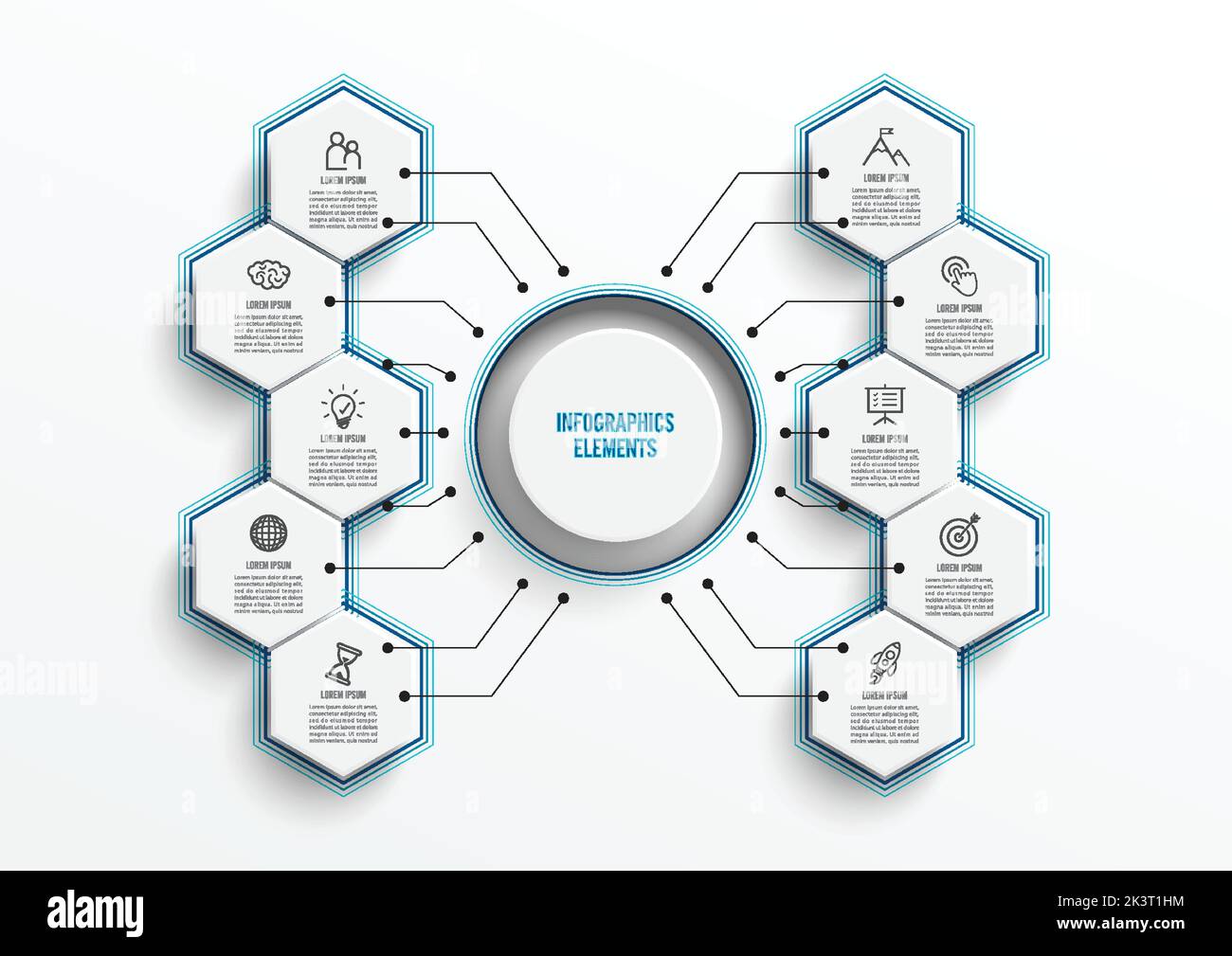 Vector infographic template with 3D paper label. Business concept with 10 options. For content ...