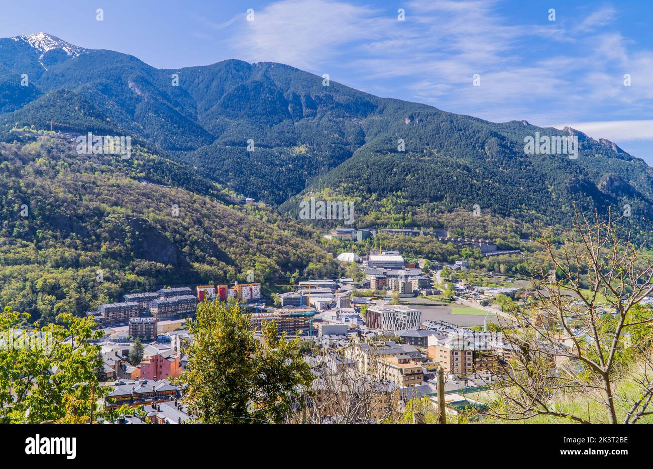 An aerial view of the town of Andorra la Vella under a bright sky in Andorra Stock Photo - Alamy