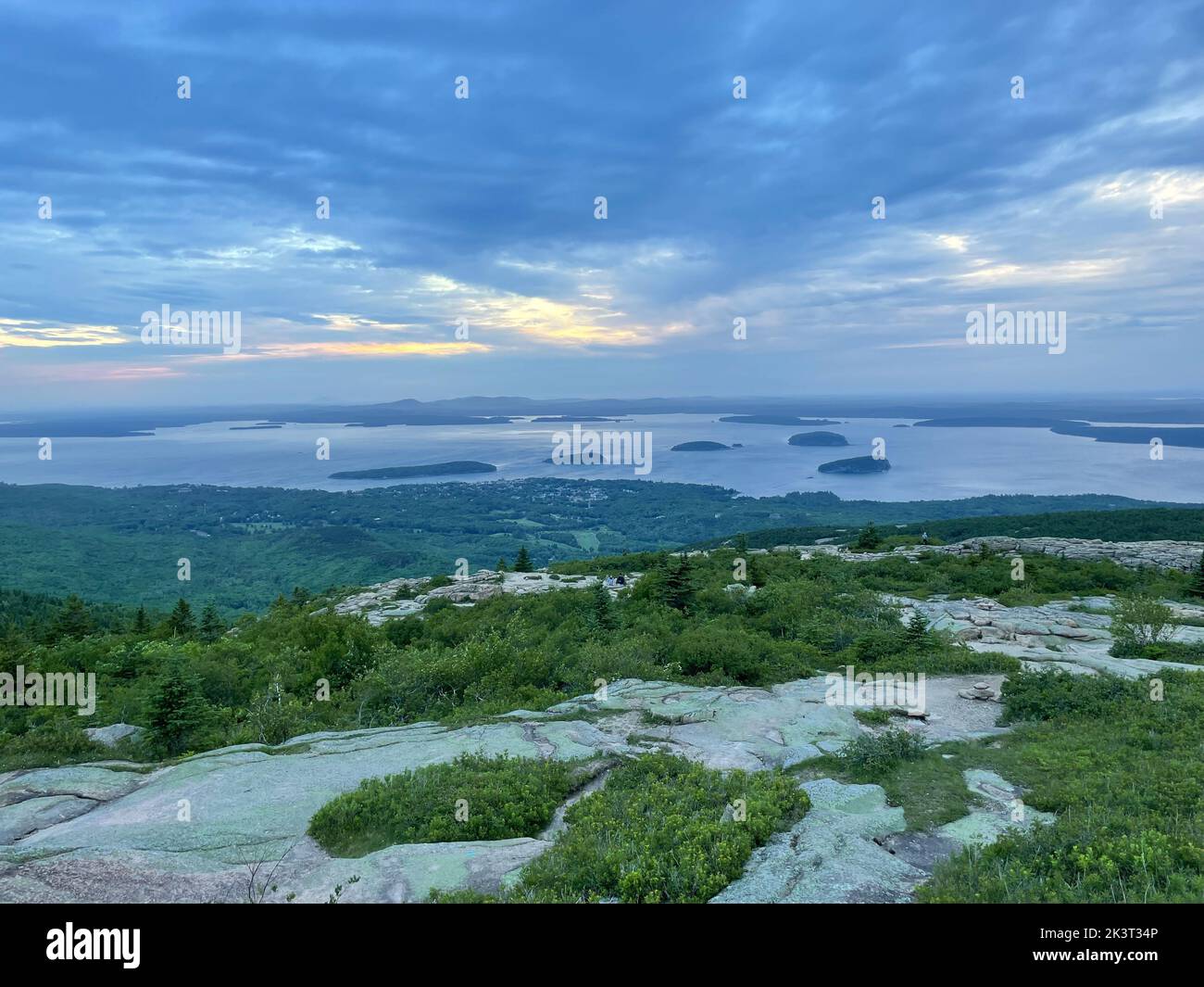 View from atop Cadillac Mountain in Acadia National Park Stock Photo ...