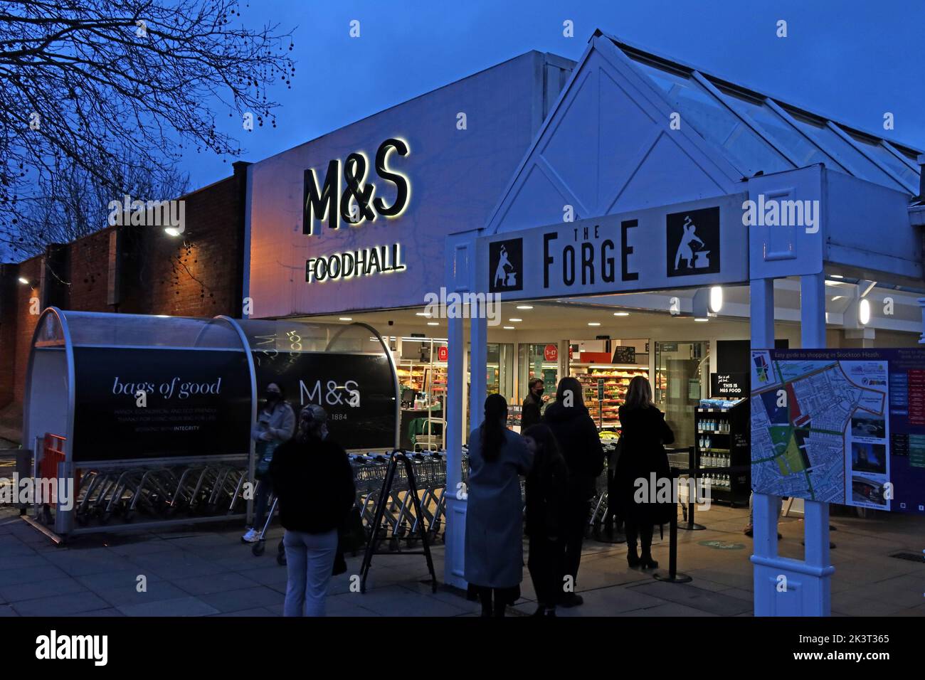 Queue outside M&S Foodhall,The Forge Shopping Centre 6, 20 Kingston Road, London Rd, Stockton ...