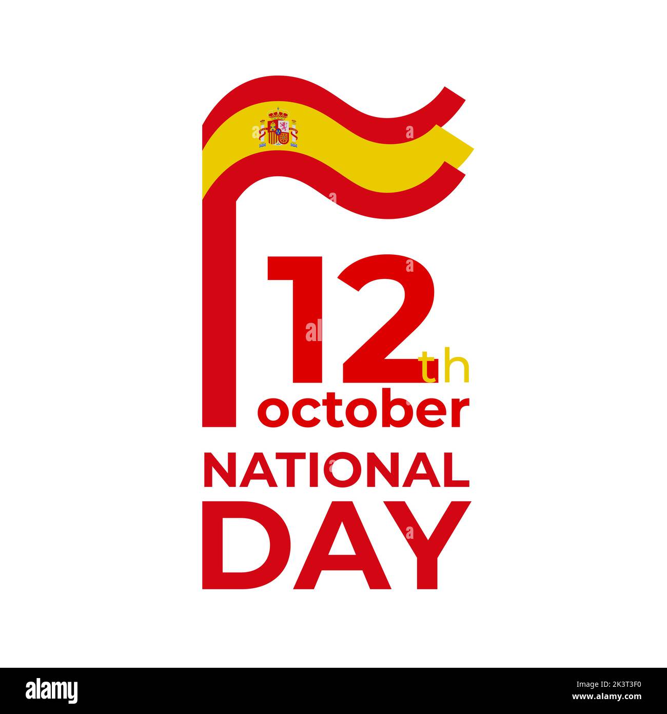 October 12, spain national day. Vector template with wavy spanish flag ...