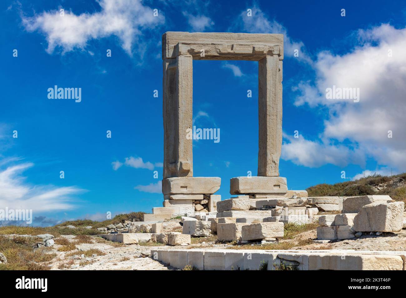 Naxos island, Greece. Temple of Apollo, Portara, Cyclades. Marble ...