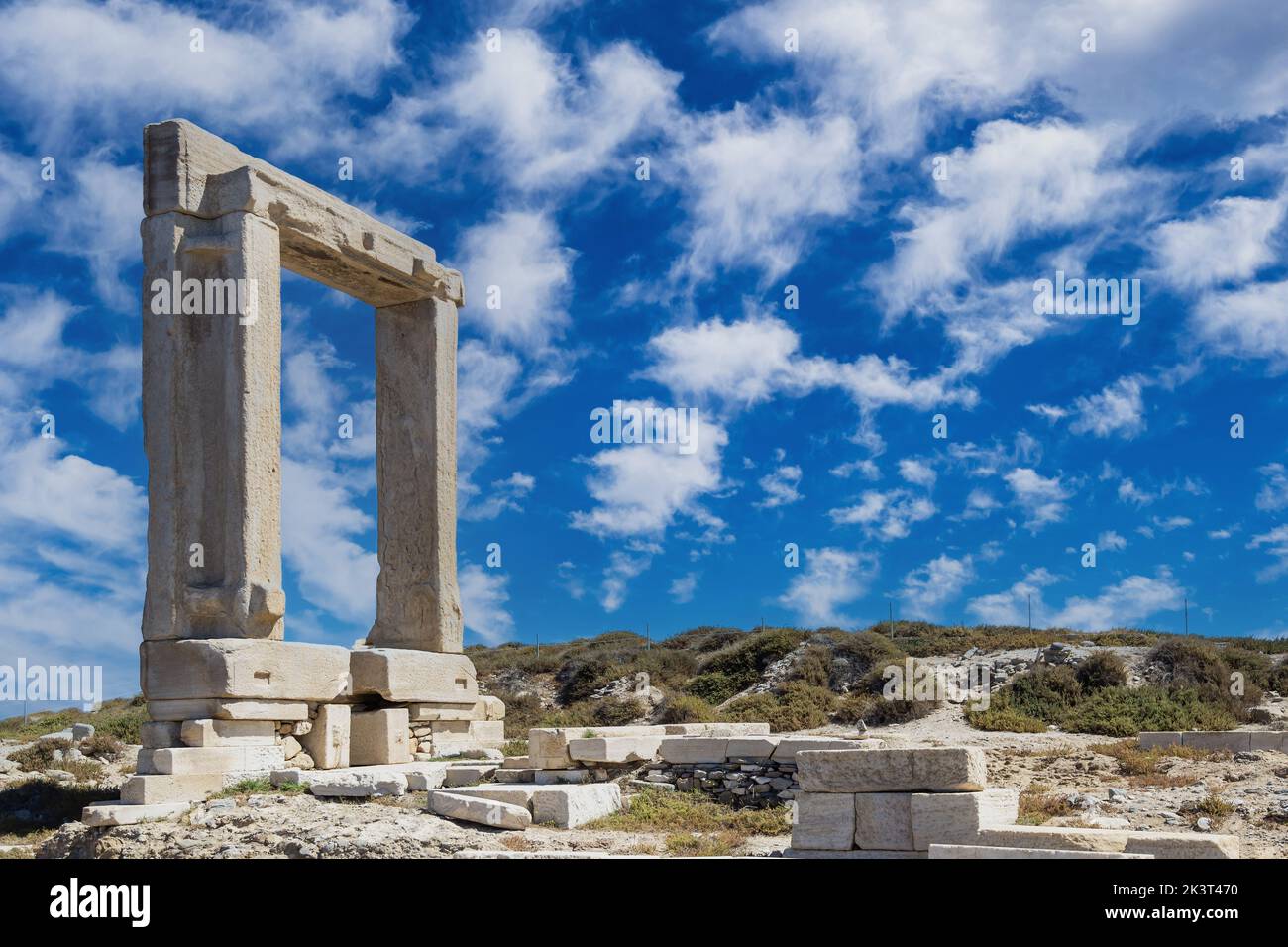 Naxos island, Portara, Greece. Temple of Apollo, Cyclades. Marble ...