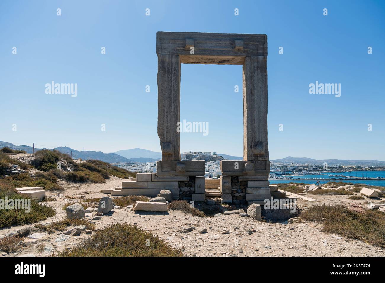 Naxos island, Temple of Apollo, Cyclades Greece. View through Portara ...
