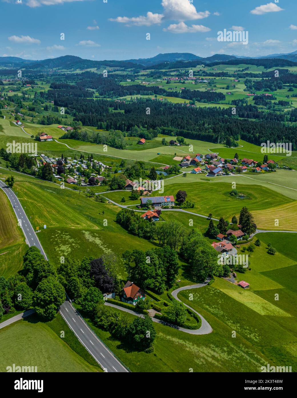 The small town of Lindenberg in the Allgaeu from above Stock Photo - Alamy