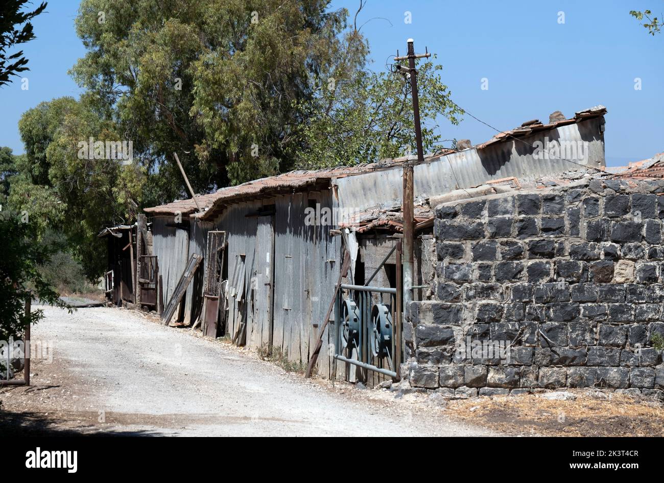 Old buildings of stone and metal in Northern Israeli town Stock Photo ...