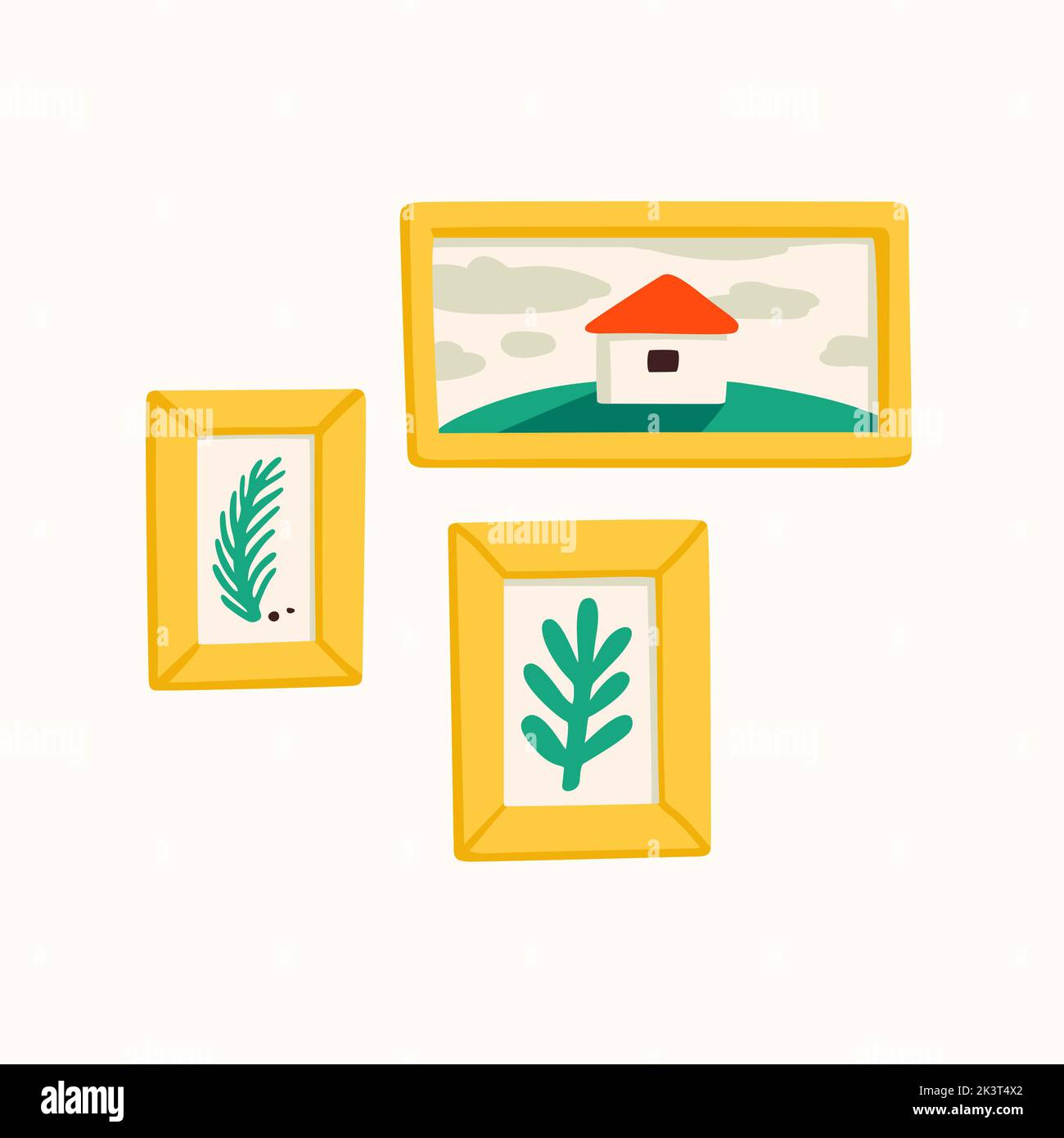 Framed pictures, photo gallery vector flat illustration. Set of cartoon ... Framed pictures, photo gallery vector flat illustration. Set of cartoon ...