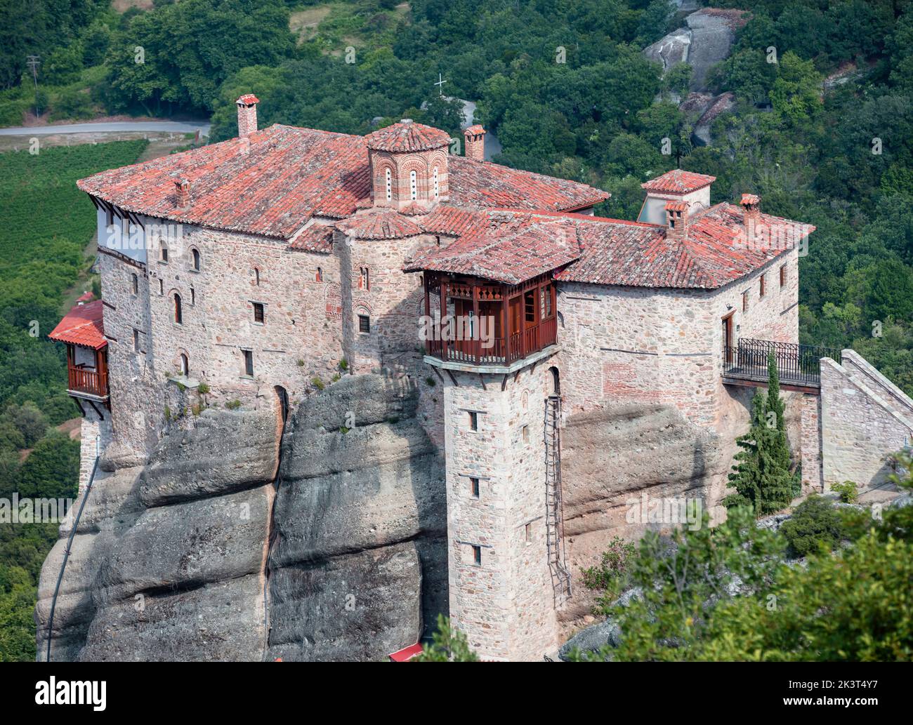Meteora Greece. Holy Monastery of Rousanos Saint Barbara buildings on ...