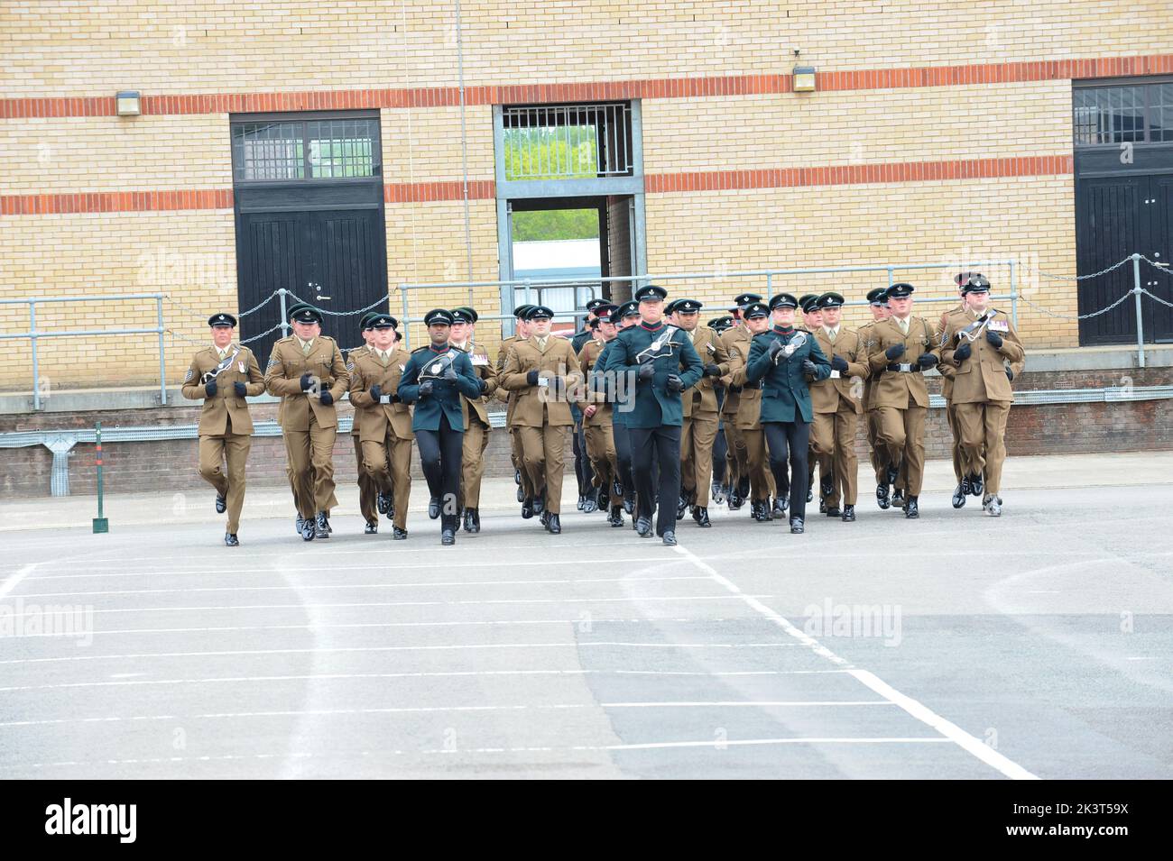 Soldiers, Officers, and Bandsmen on parade, as The Duchess of Cornwall ...