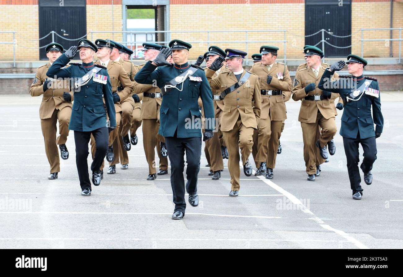Soldiers, Officers, and Bandsmen on parade, as The Duchess of Cornwall ...