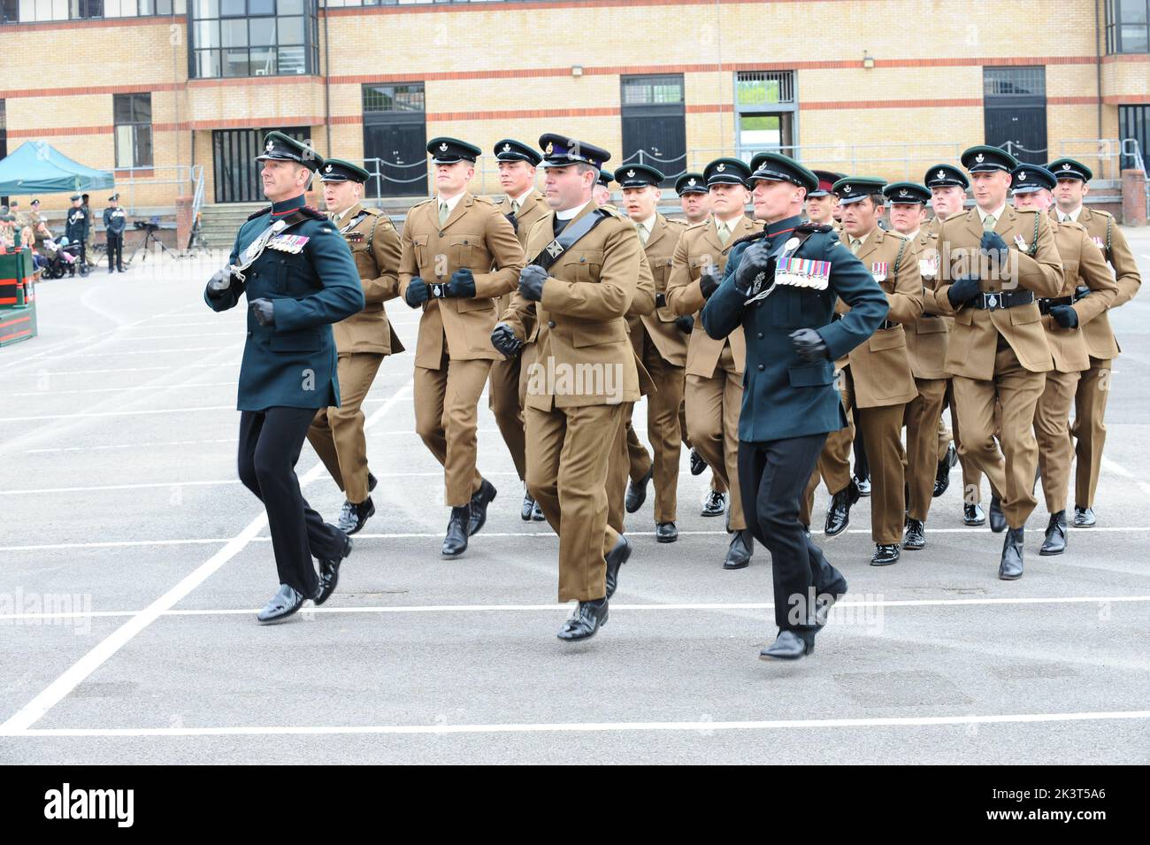 Soldiers, Officers, and Bandsmen on parade, as The Duchess of Cornwall ...