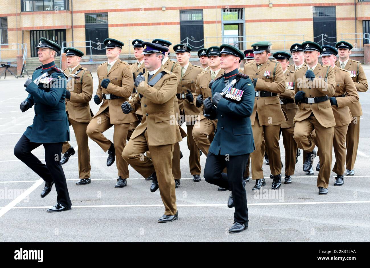 Soldiers, Officers, and Bandsmen on parade, as The Duchess of Cornwall ...