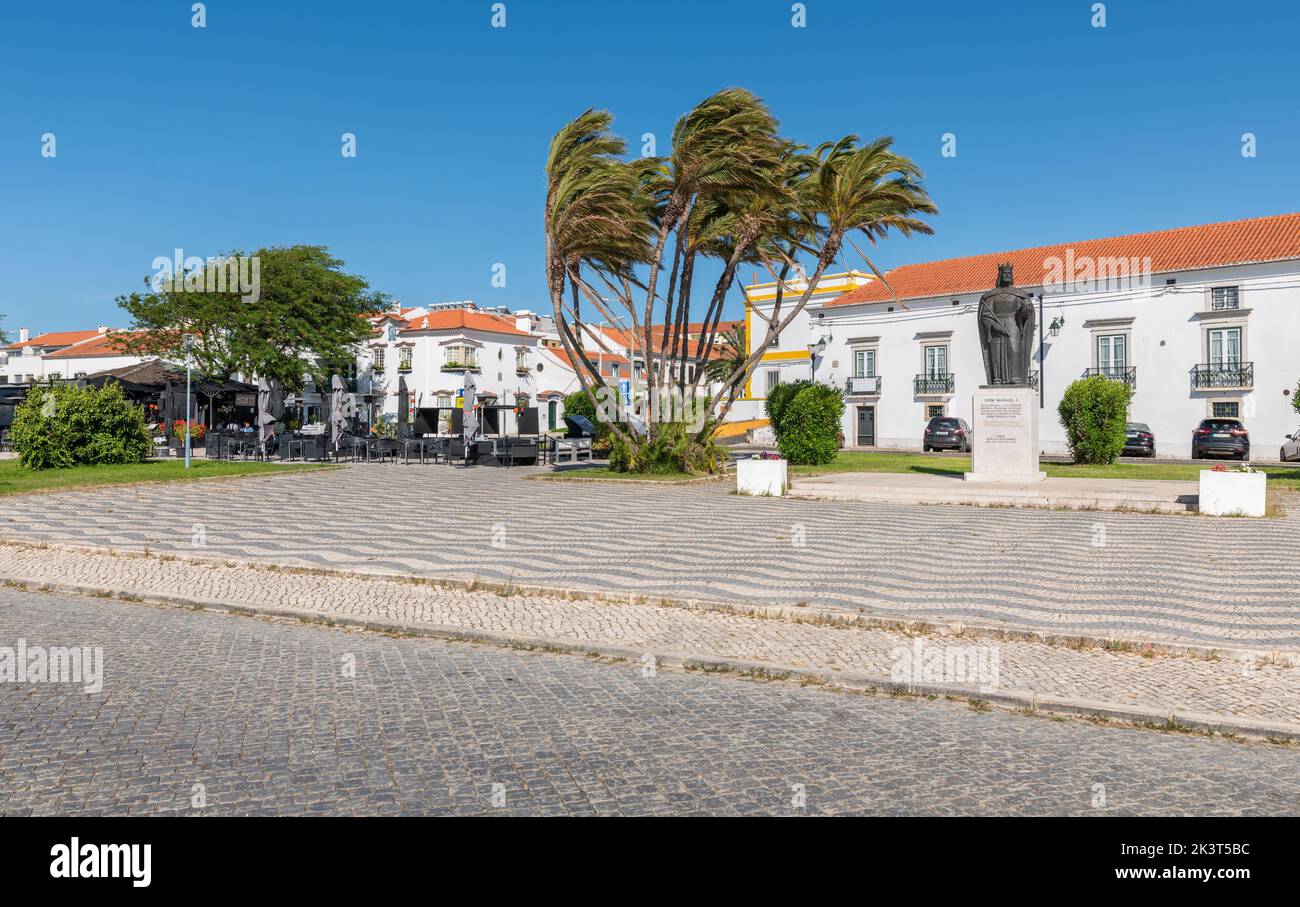 The Dom Manuel I monument in the historic center of the village of ...