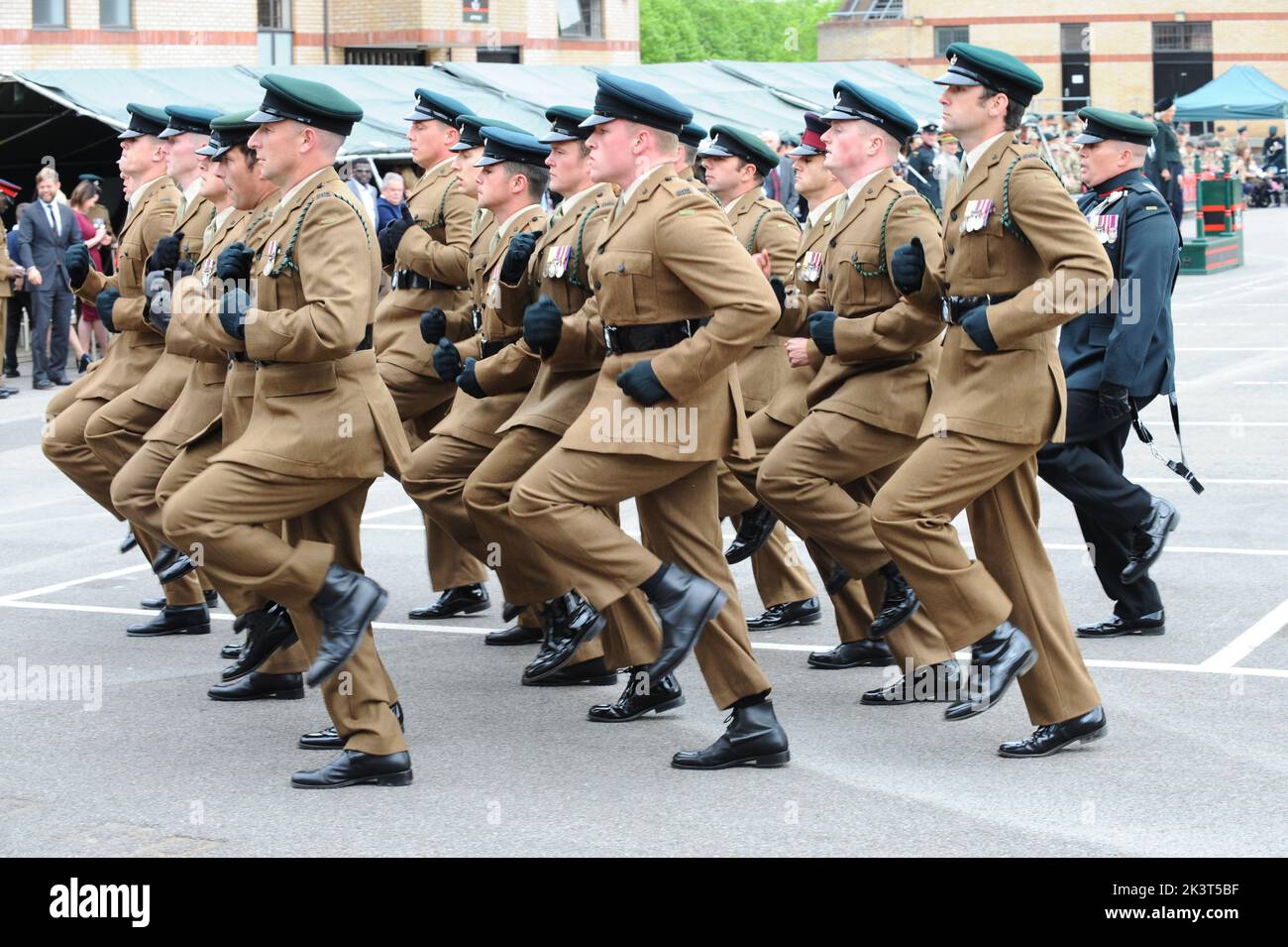 Soldiers, Officers, and Bandsmen on parade, as The Duchess of Cornwall ...