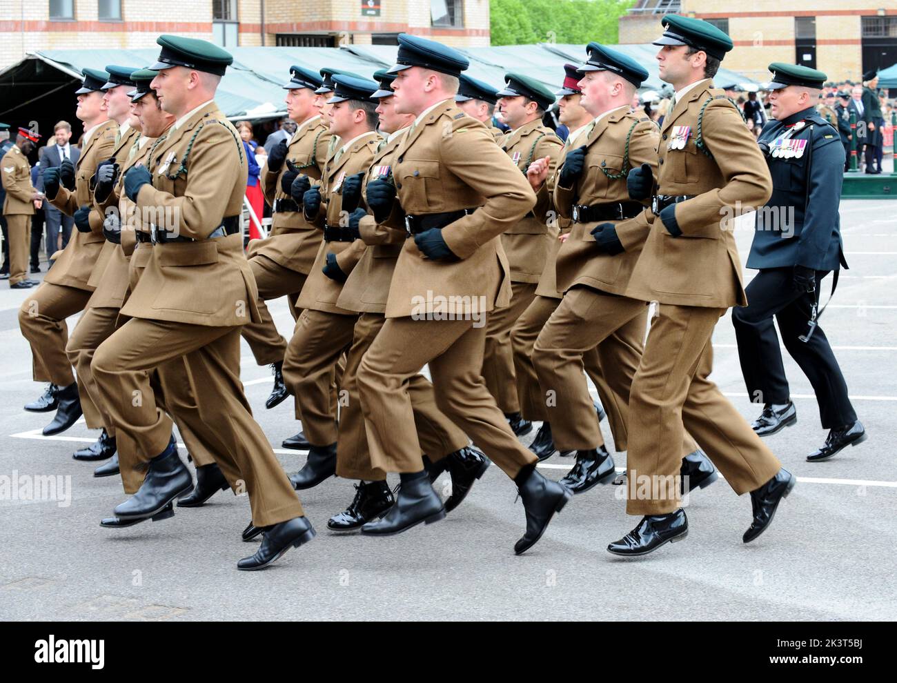 Soldiers, Officers, and Bandsmen on parade, as The Duchess of Cornwall ...