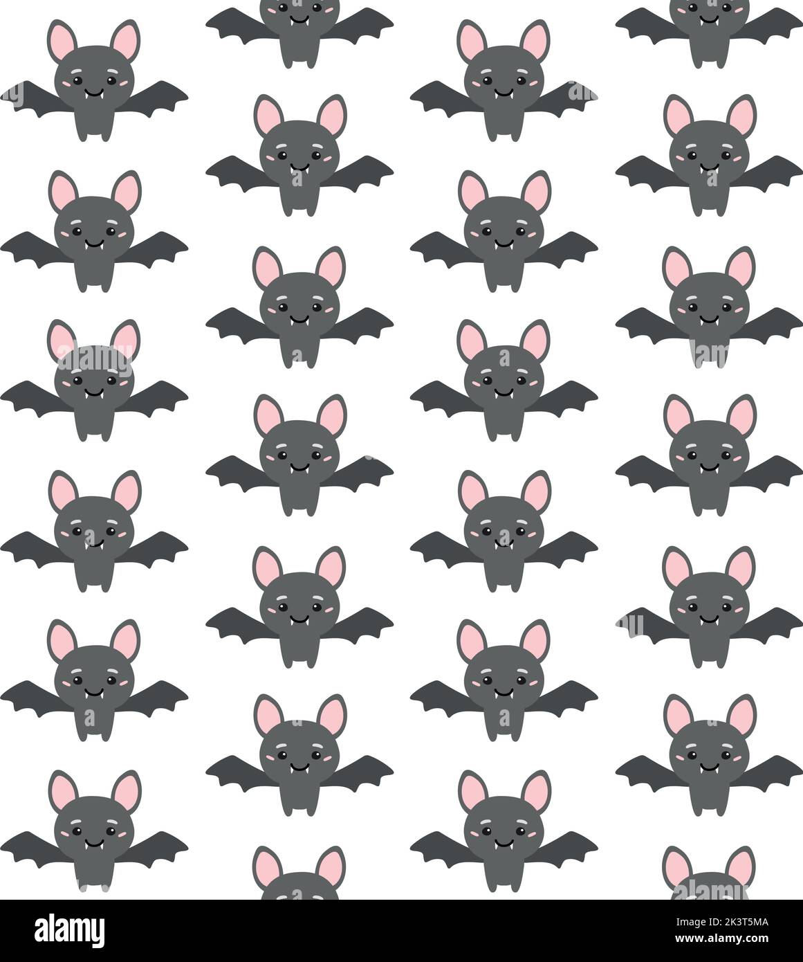 Vector seamless pattern of flat hand drawn cute bat isolated on white ...