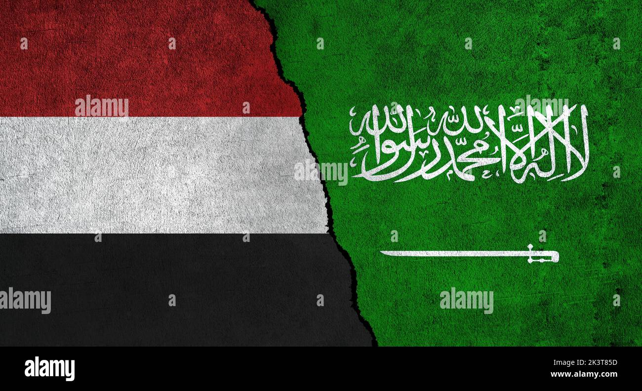 Yemen and Saudi Arabia flag together. Relations between Saudi Arabia ...
