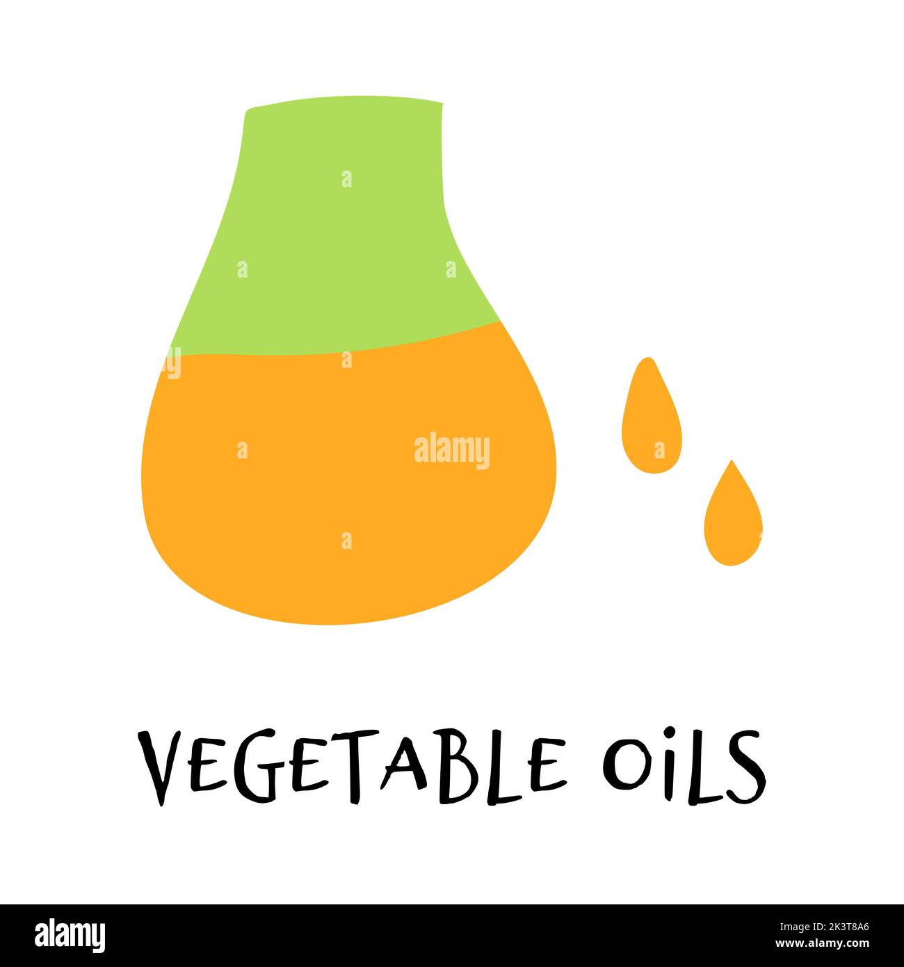Vector illustration of vegetable oil in hand drawn flat style. Doodle ...