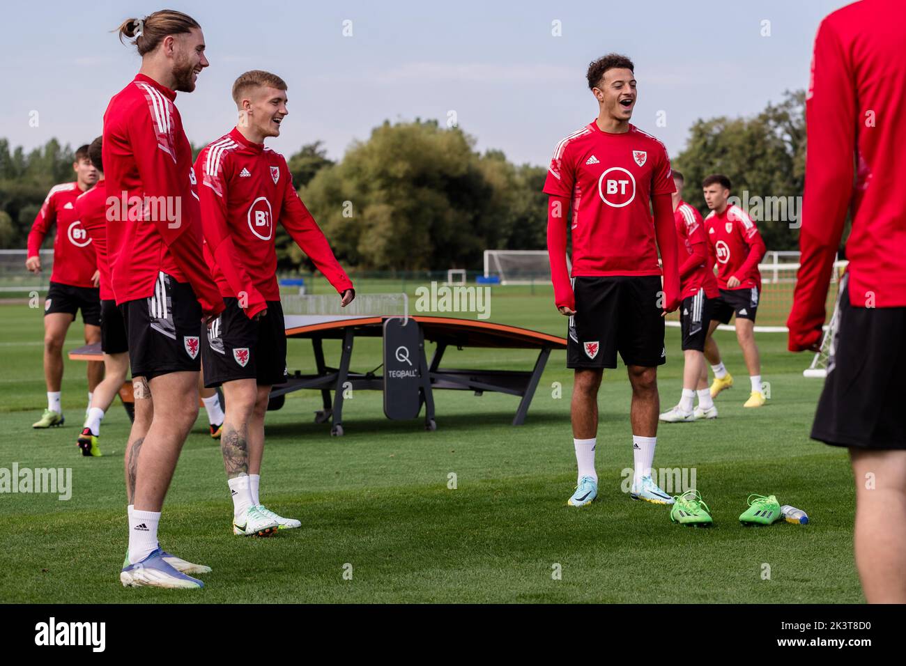 PONTYCLUN, WALES - 20 SEPTEMBER 2022: Wales' Ethan Ampadu, Wales' Wes ...