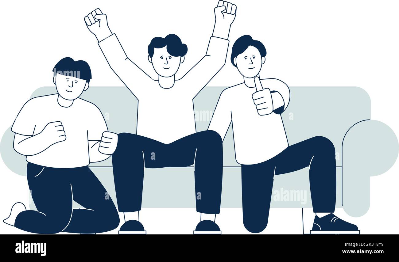 Excited group soccer fans Stock Vector Images - Alamy