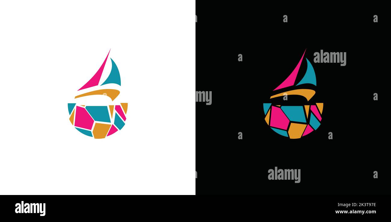 A simple illustration of a unique stone boat logo design against a ...