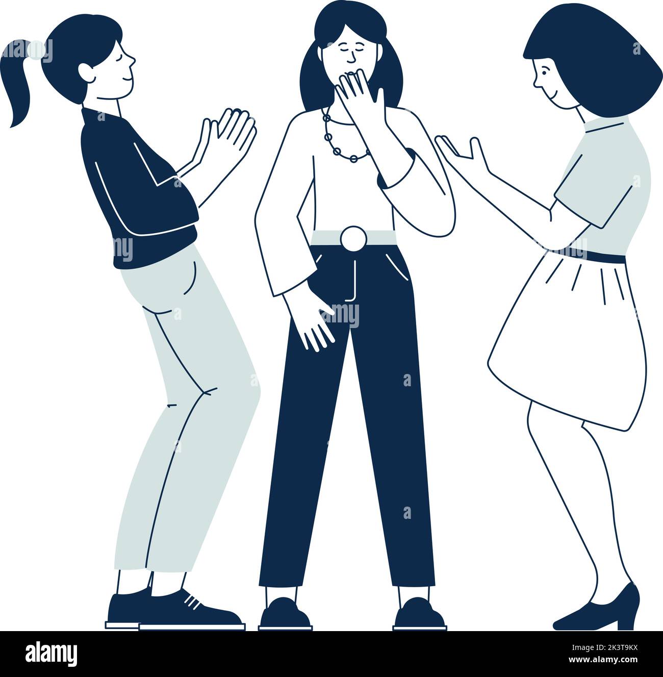 Portrait three friends standing together Stock Vector Images - Alamy